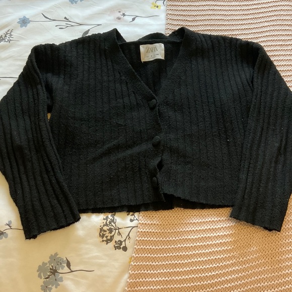 Zara | Shirts & Tops | Girls Black Button Up Cardigan | Poshmark